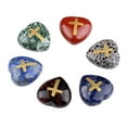 Holy Land Market Four Hearts Engraved with Cross Worry Gemstones ...
