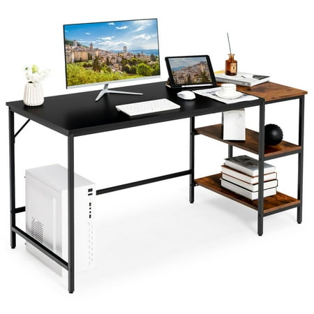 Giantex Large Computer Desk, PC Laptop Desk w/Storage Shelves ...