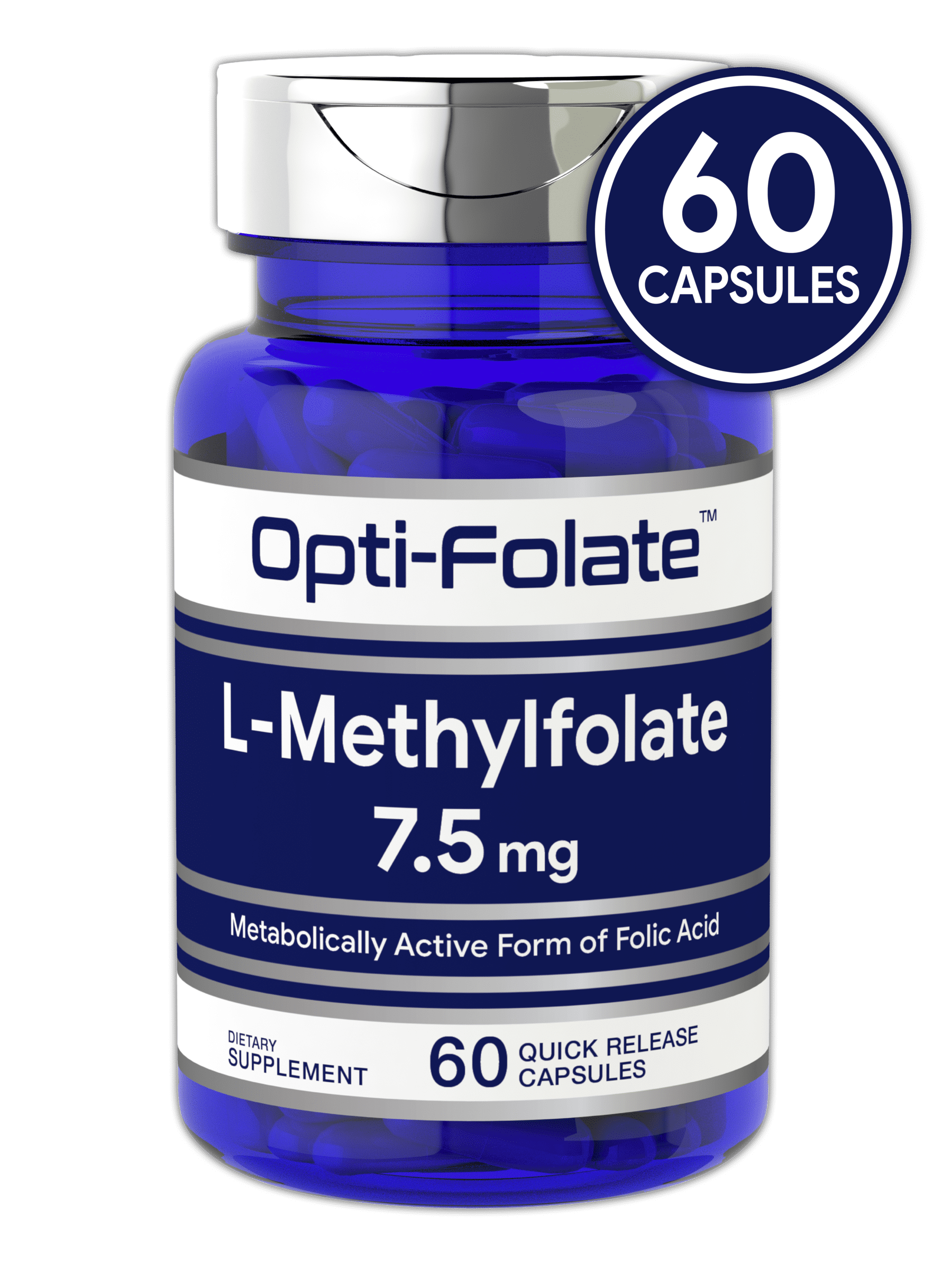 L Methylfolate 7.5 mg | 60 Capsules | Optimized and Activated | Non-GMO ...