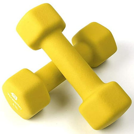 Fitness Alley 4lb Neoprene Dumbbell Set Coated for Non Slip Grip - Hex ...