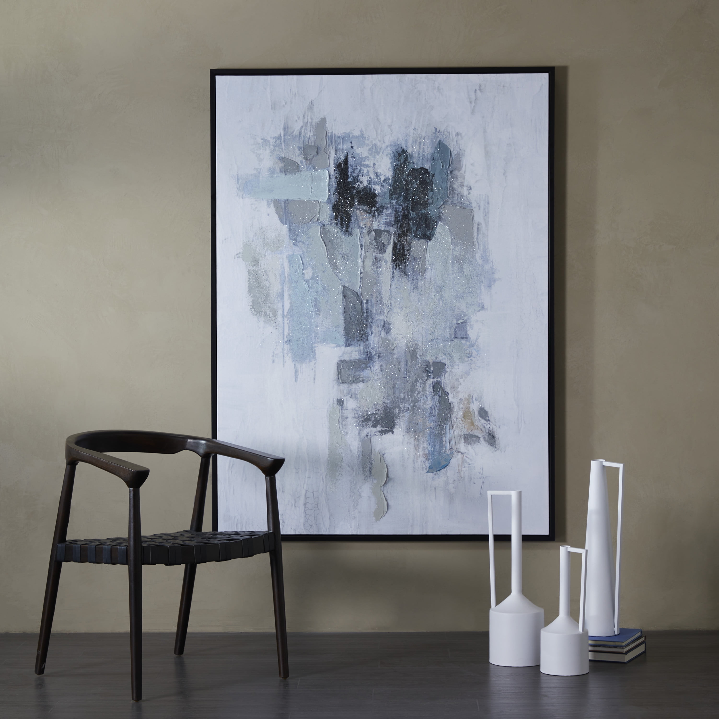 66" x 48" Abstract Framed Wall Art with Black Frame, by DecMode ...