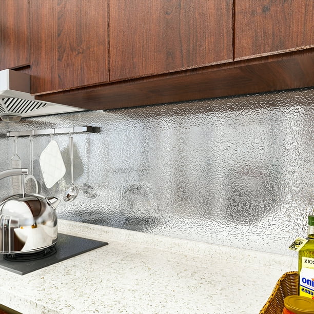 CRE8TIVE 24" x 118" Large Size Silver Wallpaper Stainless Steel Contact ...