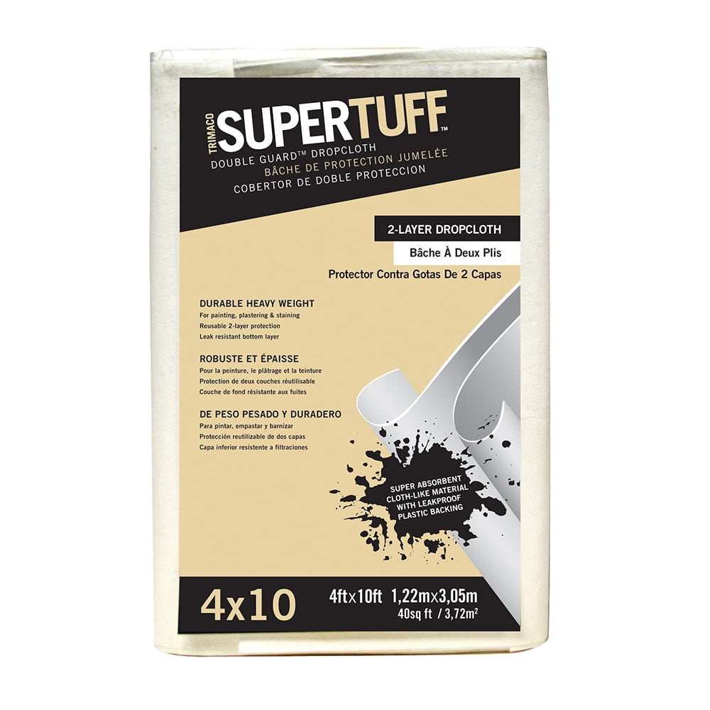 Super Tuff 4' x 10' Double Guard Drop Cloth, White - Walmart.com ...