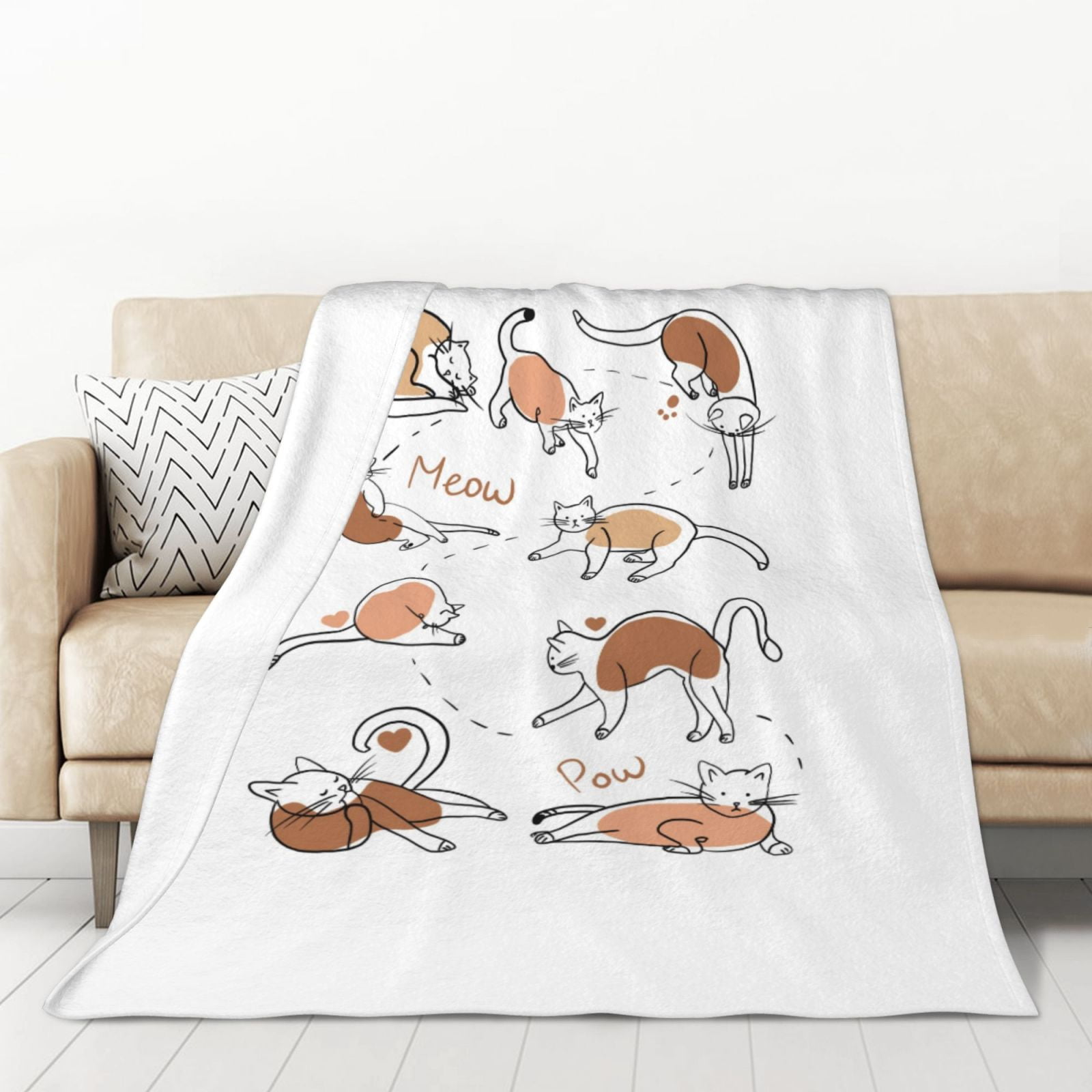 XMXT Throw Blankets, Different Posture of Cat Graffiti Bed Blanket for ...