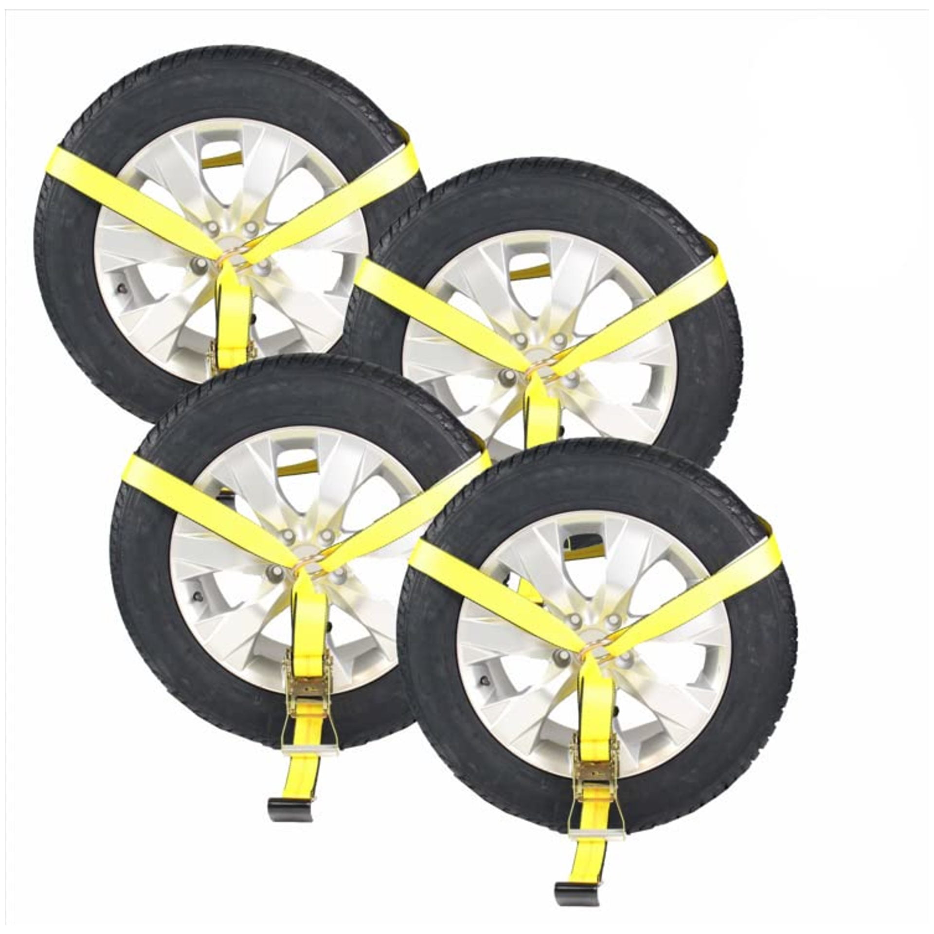 "Four Side Mount Wheel Net with ratchet and flat hook, Tire Lasso Strap ...