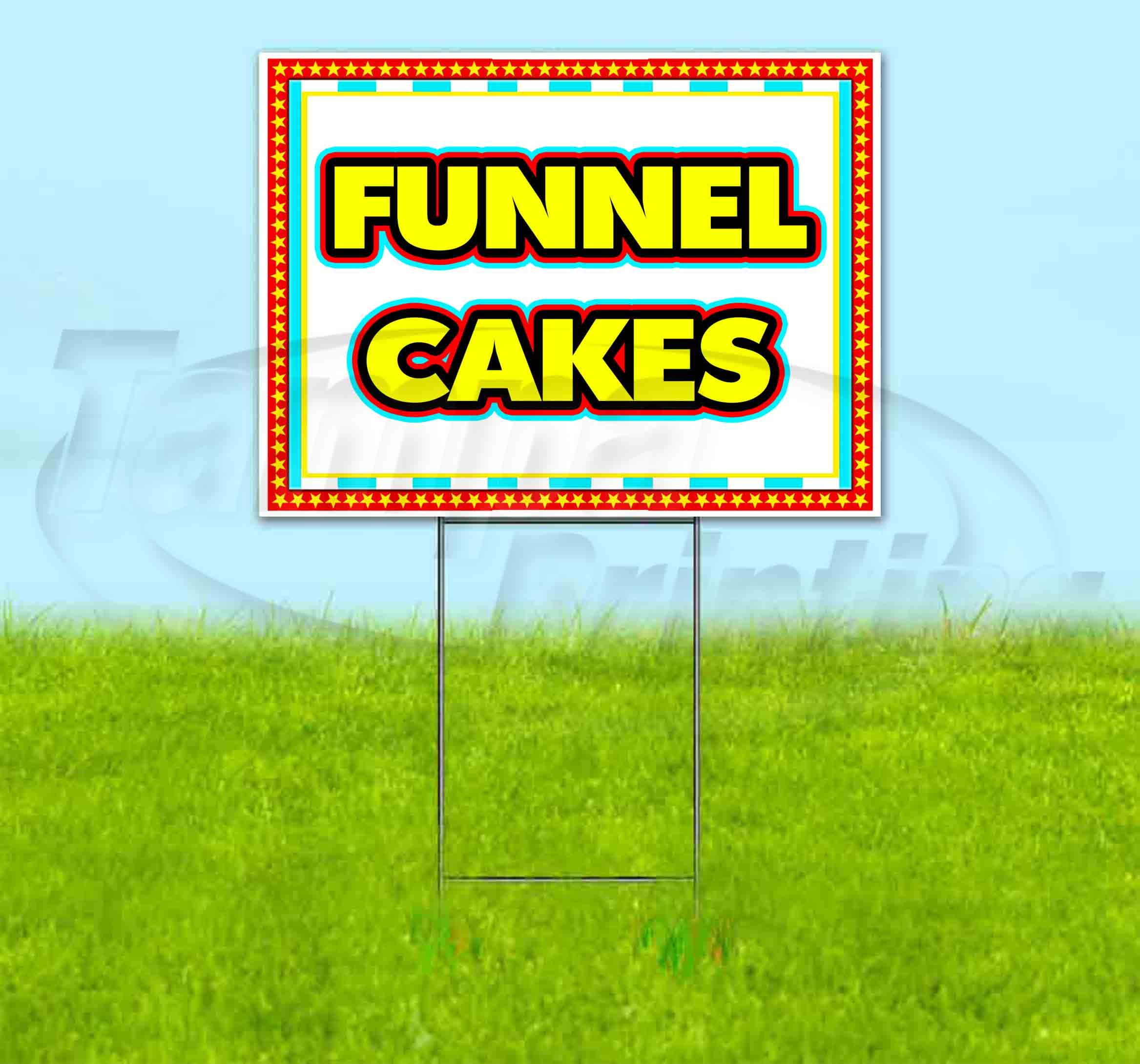 Funnel Cakes Carnival (18" X 24") Yard Sign, Includes Metal Step Stake ...
