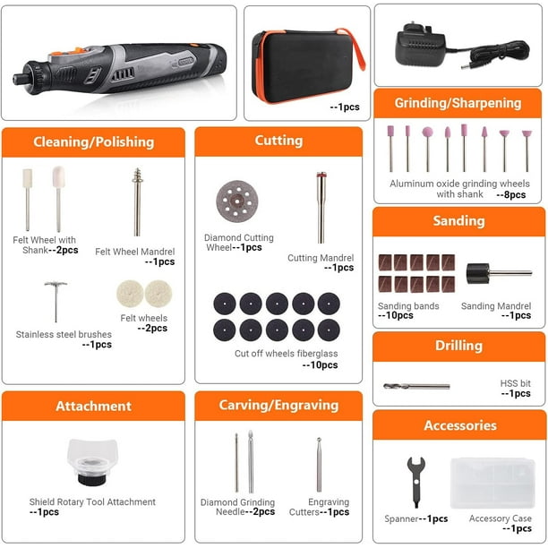 TACKLIFE RTD02DC Cordless 8V Motor 2.0 Ah Li ion Rotary Tool Grinding Drill Walmart