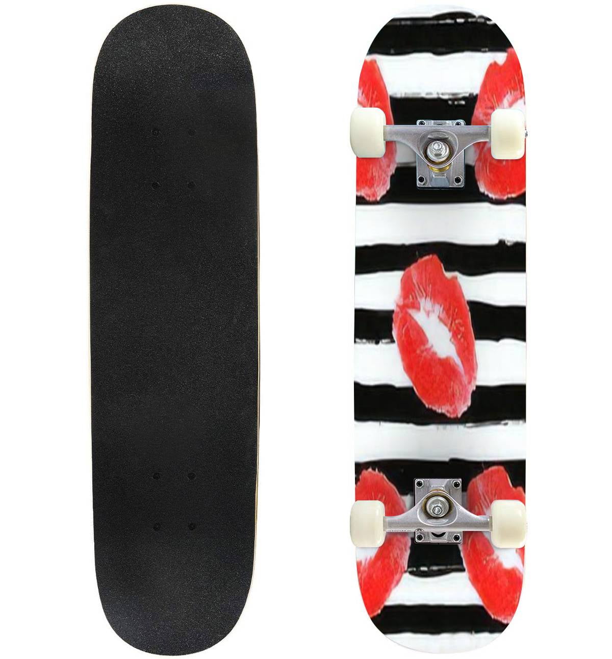 Beautiful red lips print of woman with black paint stripes Sexy lip ...