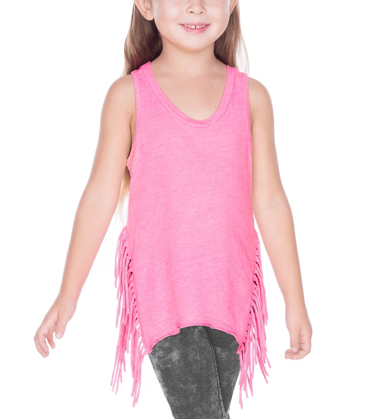 Kavio Girls 7-16 Sheer Jersey Asymmetrical Side Fringe Tank GJP0666 ...