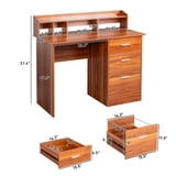 Ktaxon Office Furniture: Computer Desk with 3 Drawers and File Cabinet ...