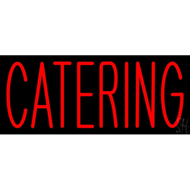 Red Catering LED Neon Sign 10 x 24 - inches, Black Square Cut Acrylic ...