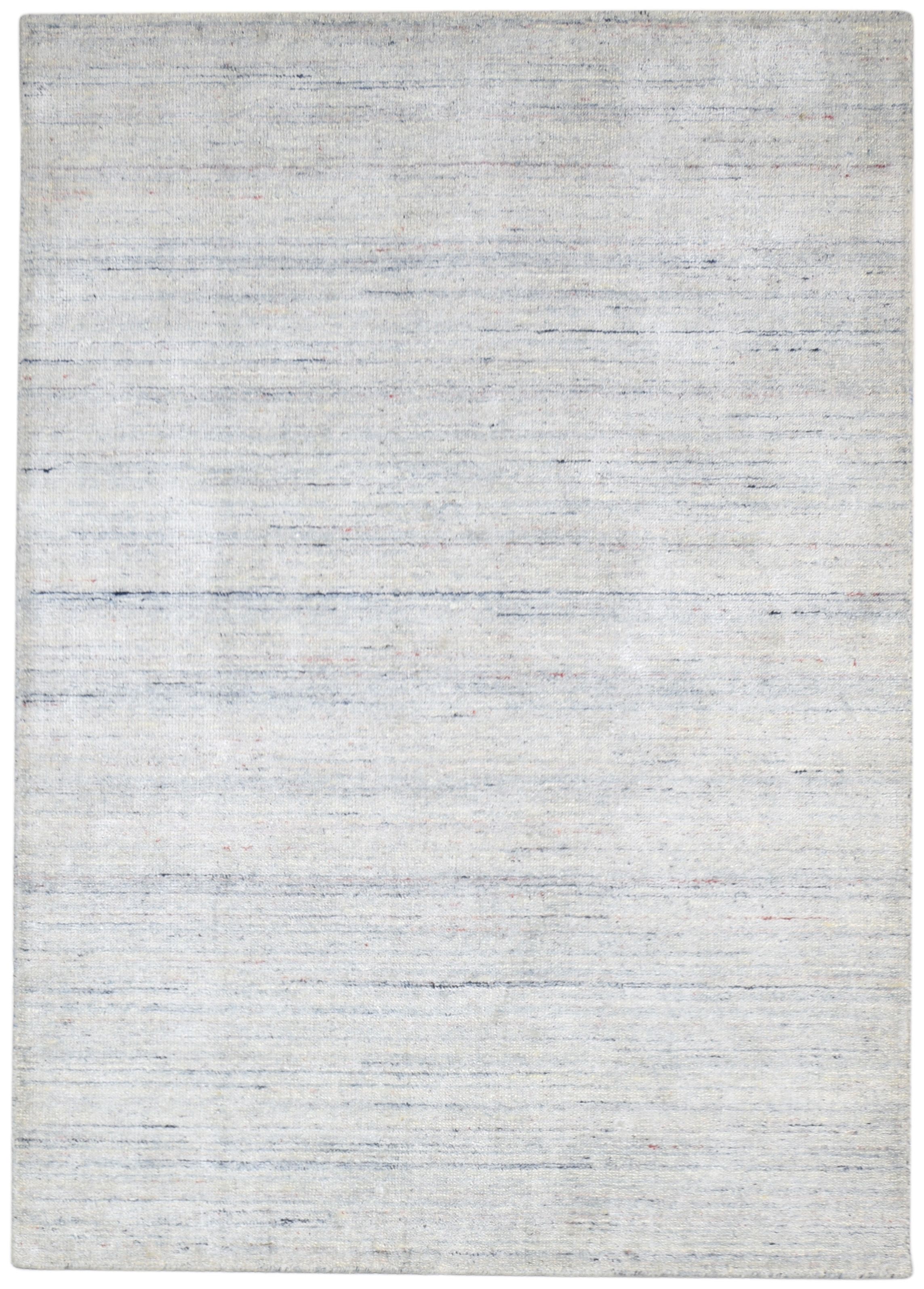 Handloom Grey Wool / Silk Rug 5X7 Modern Scandinavian Striped Room Size ...