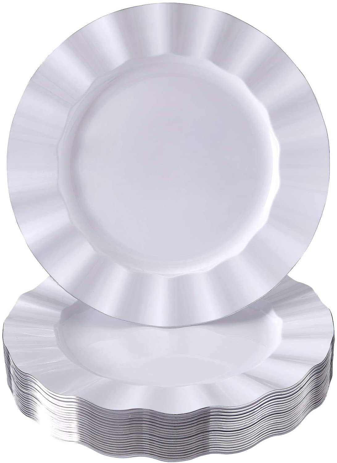 Elegant Plastic Plates for Party with Scalloped Rim (10 PC), Disposable ...