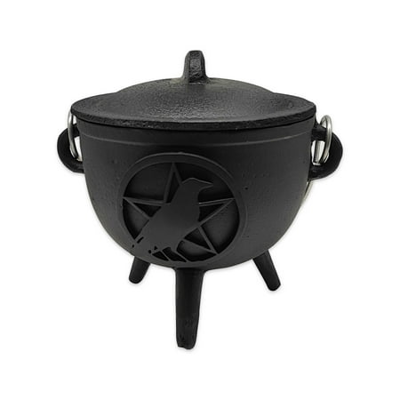 Wicca & Pagan -Cauldron -Cast Iron -Raven & Pentacle -4.5'' | Walmart ...
