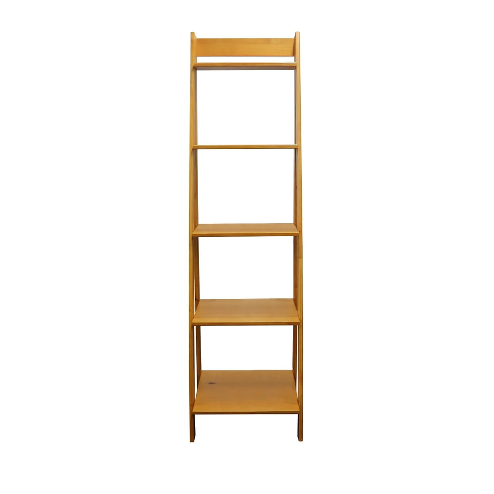 Adeptus Solid Wood 5 Shelf Ladder Bookcase Medium Pine - Walmart.com ...