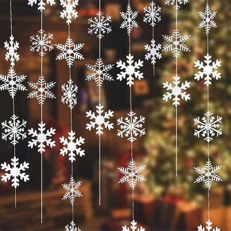 16 Pcs X 1.9 Meter Snowflake Dangling Decorations For Christmas Holiday ...