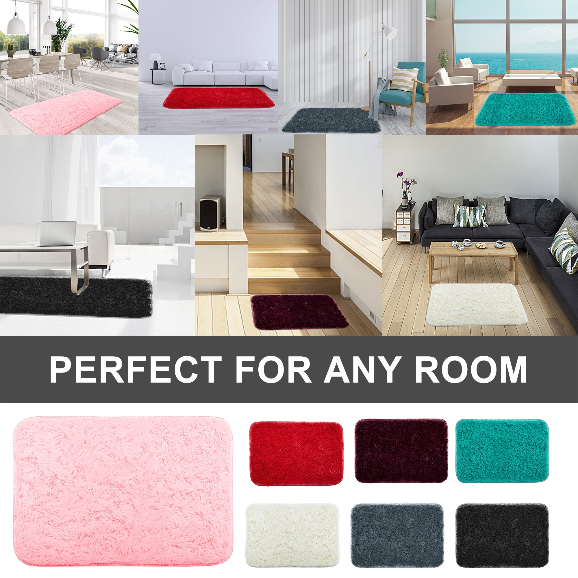 Ultra Soft Area Rug, Non-Skid Fluffy 23.62 x 47.24 inch Fuzzy Indoor ...