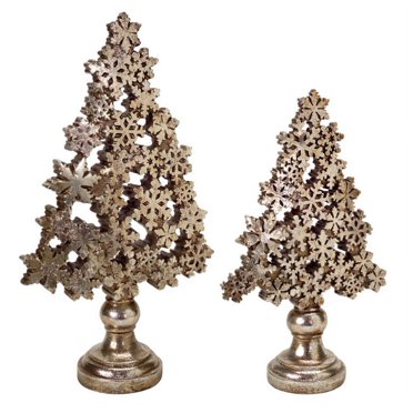 Melrose Set of 2 Gray and Silver Christmas Tree Tabletop Decor 27 ...