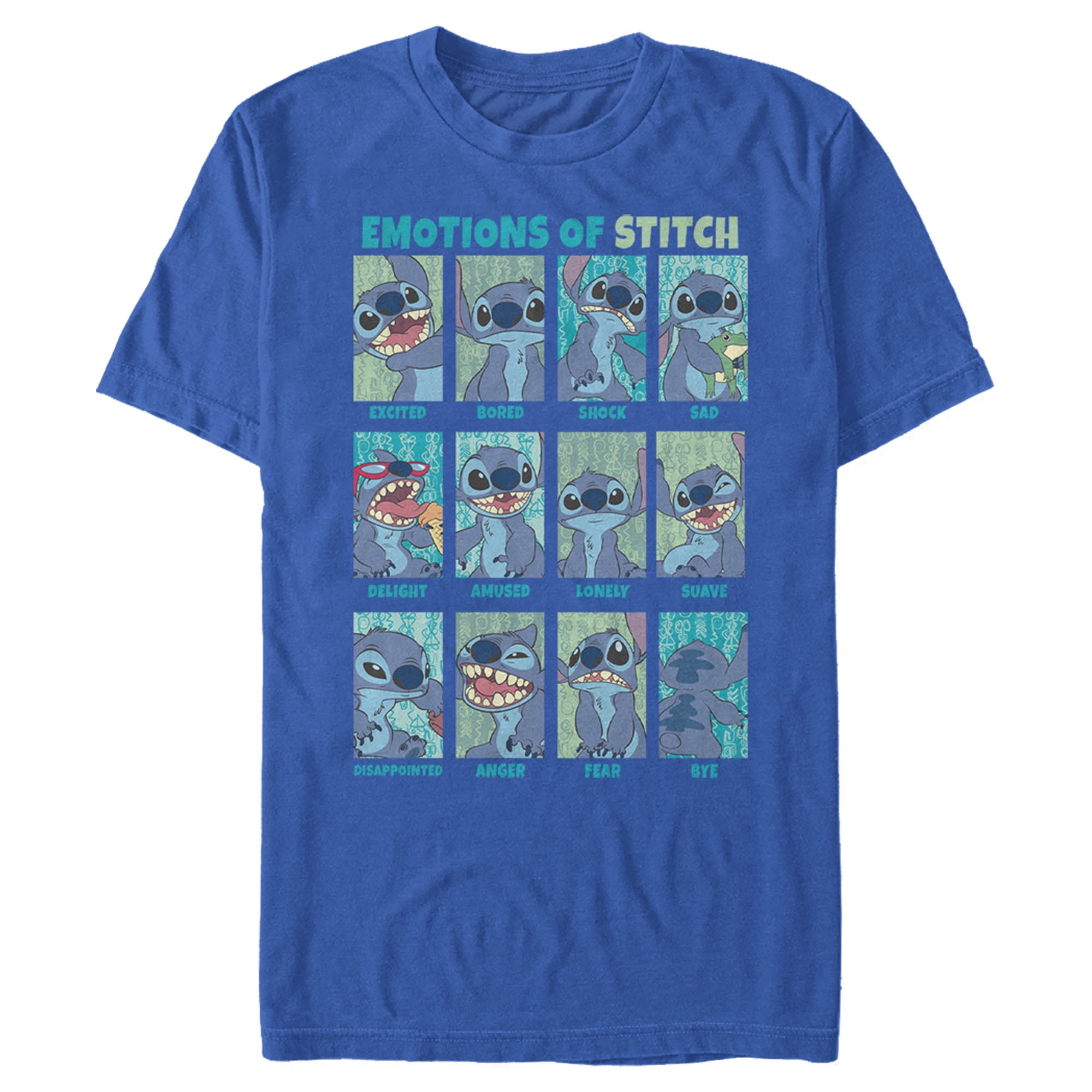 Men's Lilo & Stitch Emotions of 626 Graphic Tee Royal Blue 2X Large ...