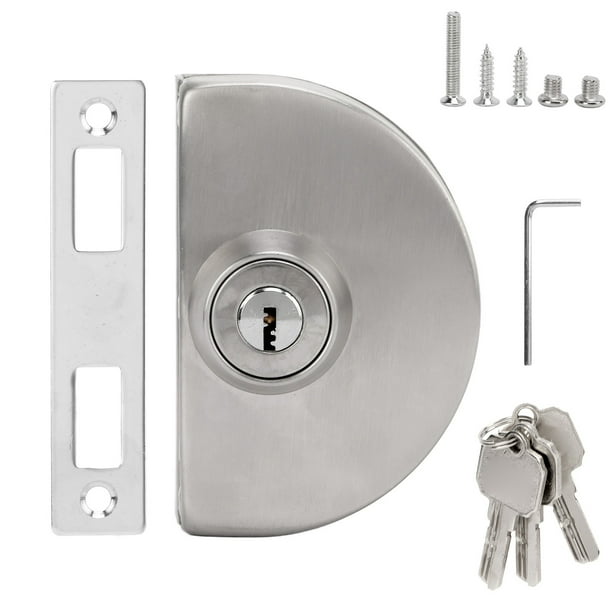 Glass Door Lock Half Round Stainless Steel Single Side Office Glass ...