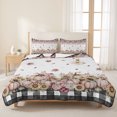 68x98in Quilt Bedding Set, Autumn Pink Pumpkin Flower Leaf Lightweight ...