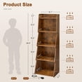 5-Tier Leaning Ladder Bookcase In Rustic Brown Finish With Integrated ...