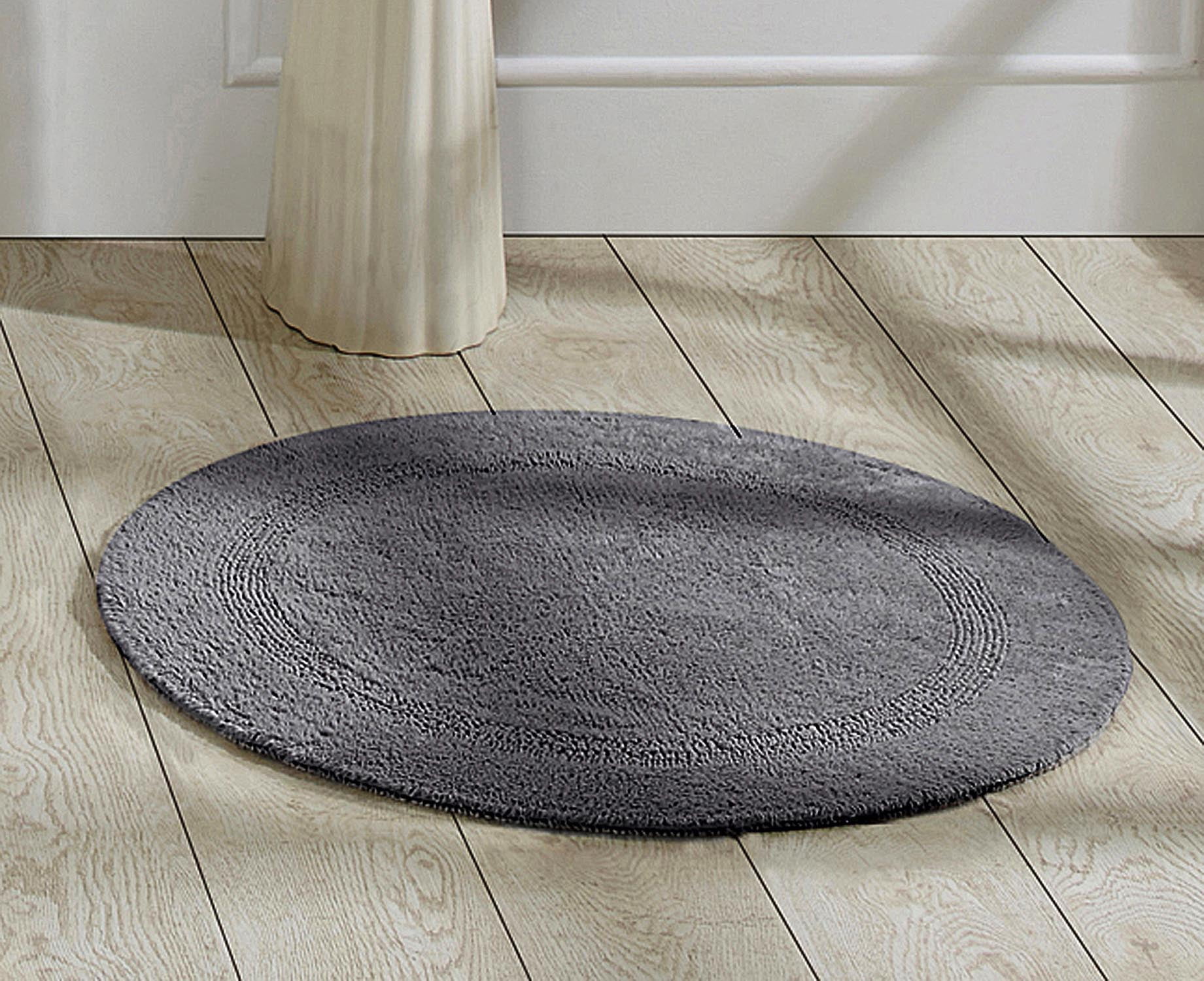 Better Trends Lux 100% Cotton 30" Round Bath Mat Rug - Gray - Walmart.com