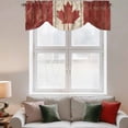 Red Maple Leafs Tie Up Valance Curtains Vintage Wood Grain Striped ...