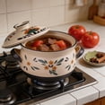 Ceramic Casserole Pot with Lid and Handles, Heat Vent Design Soup Stew ...
