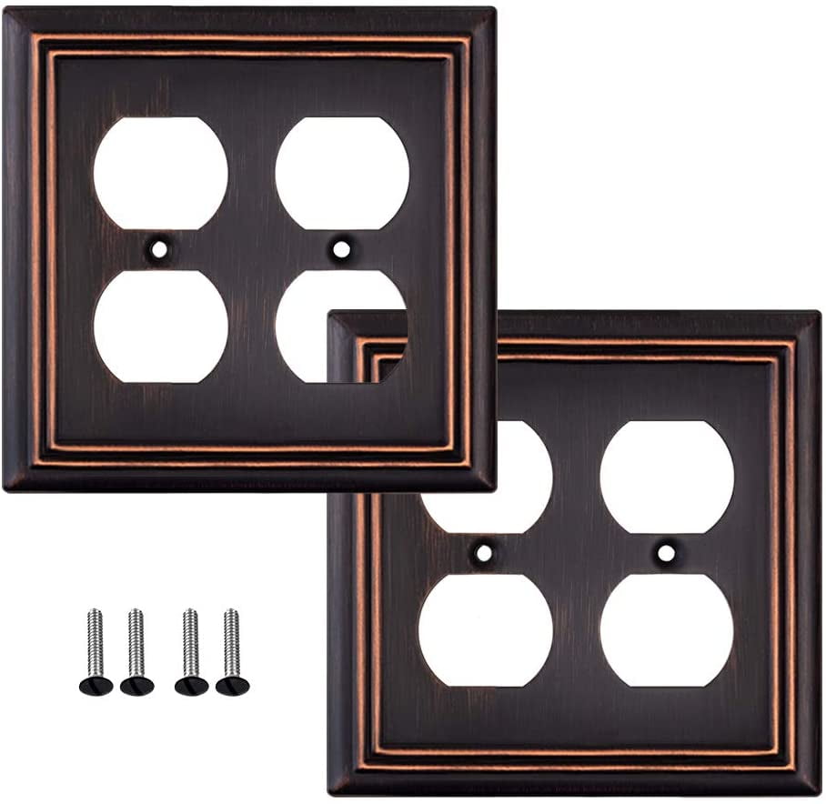 Sleeklighting 2 Pack Beveled Oil Rubbed Bronze Outlet Covers | 2 Gang ...