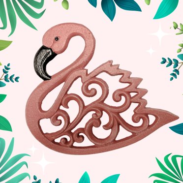 Tropical Paradise Pink Flamingo Bird Scrollwork Cast Iron Wall Or Table ...