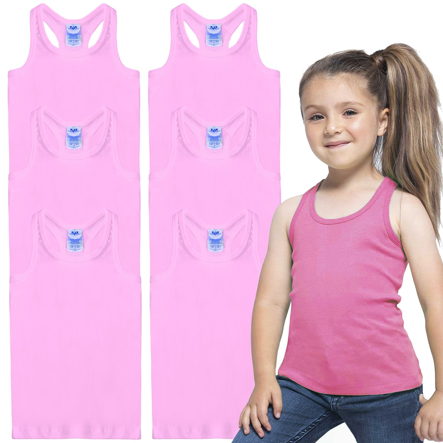 6 Pack Toddler Tank Tops Girls Pink Tank Top Pack Racerback Kids Tank ...