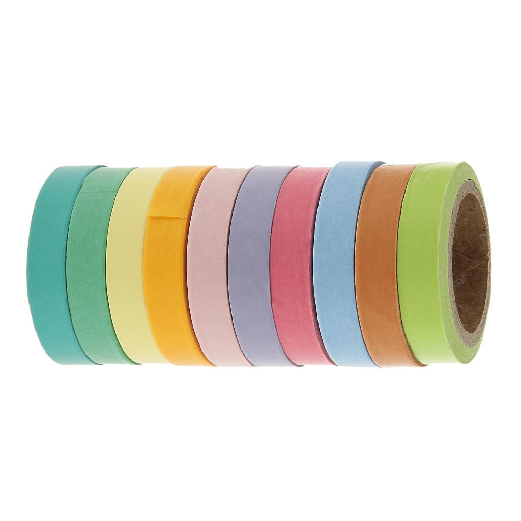 10 Pieces Rainbow Washi Sticky Paper Masking Adhesive Decorative Tape ...