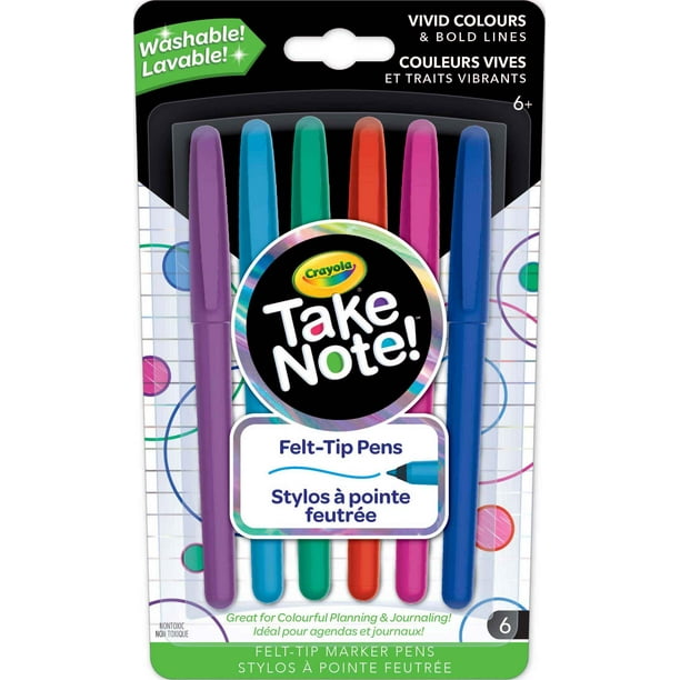 Crayola Take Note! Washable Felt-Tip Pens 6 Count Arts & Crafts ...