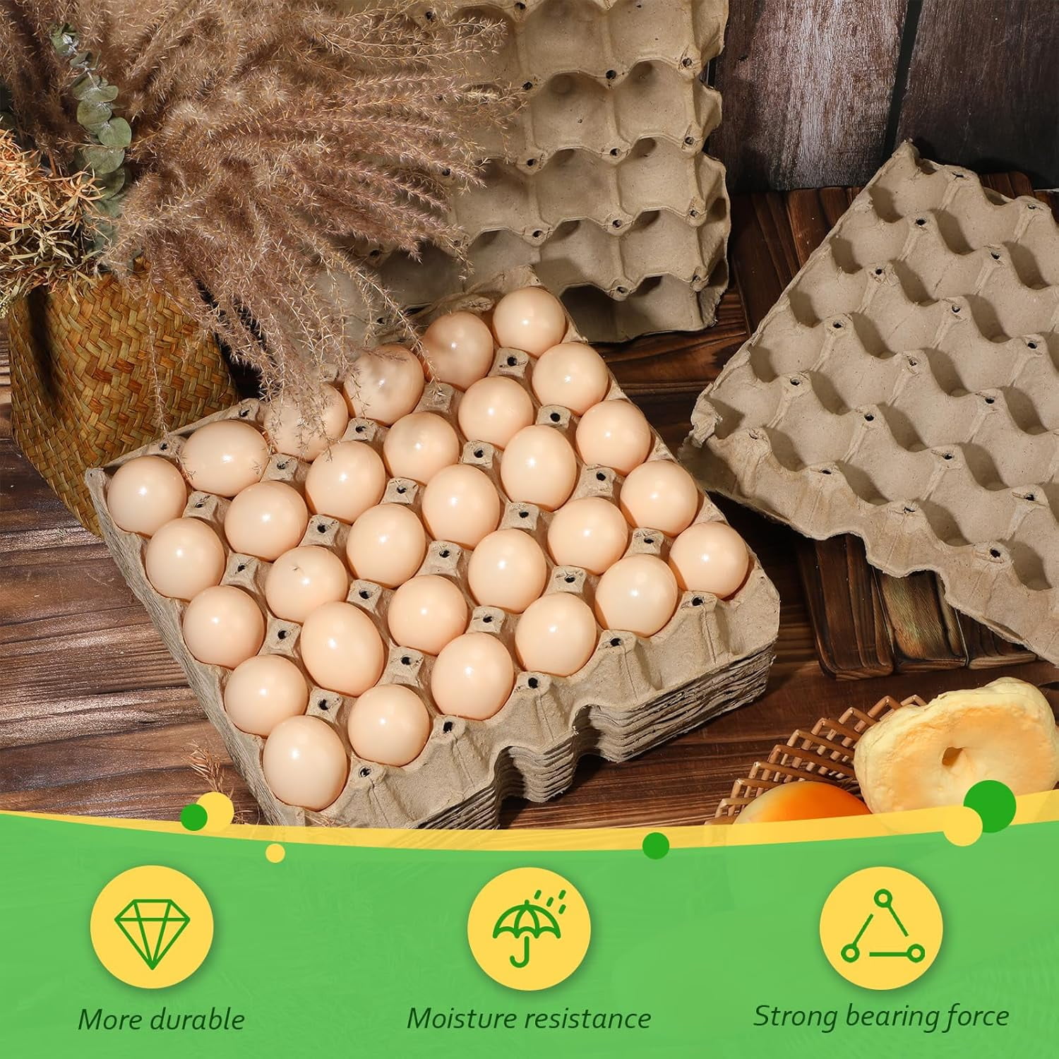 Crate Foam 130 Pack Bulk - 30 Cell Pulp Fiber Trays For Egg Storage ...