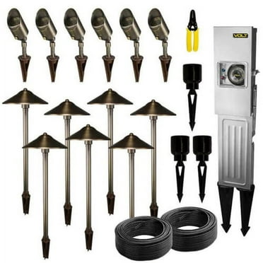 VOLT Outdoor LED Brass Landscape Lighting Kit - Low Voltage Yard ...