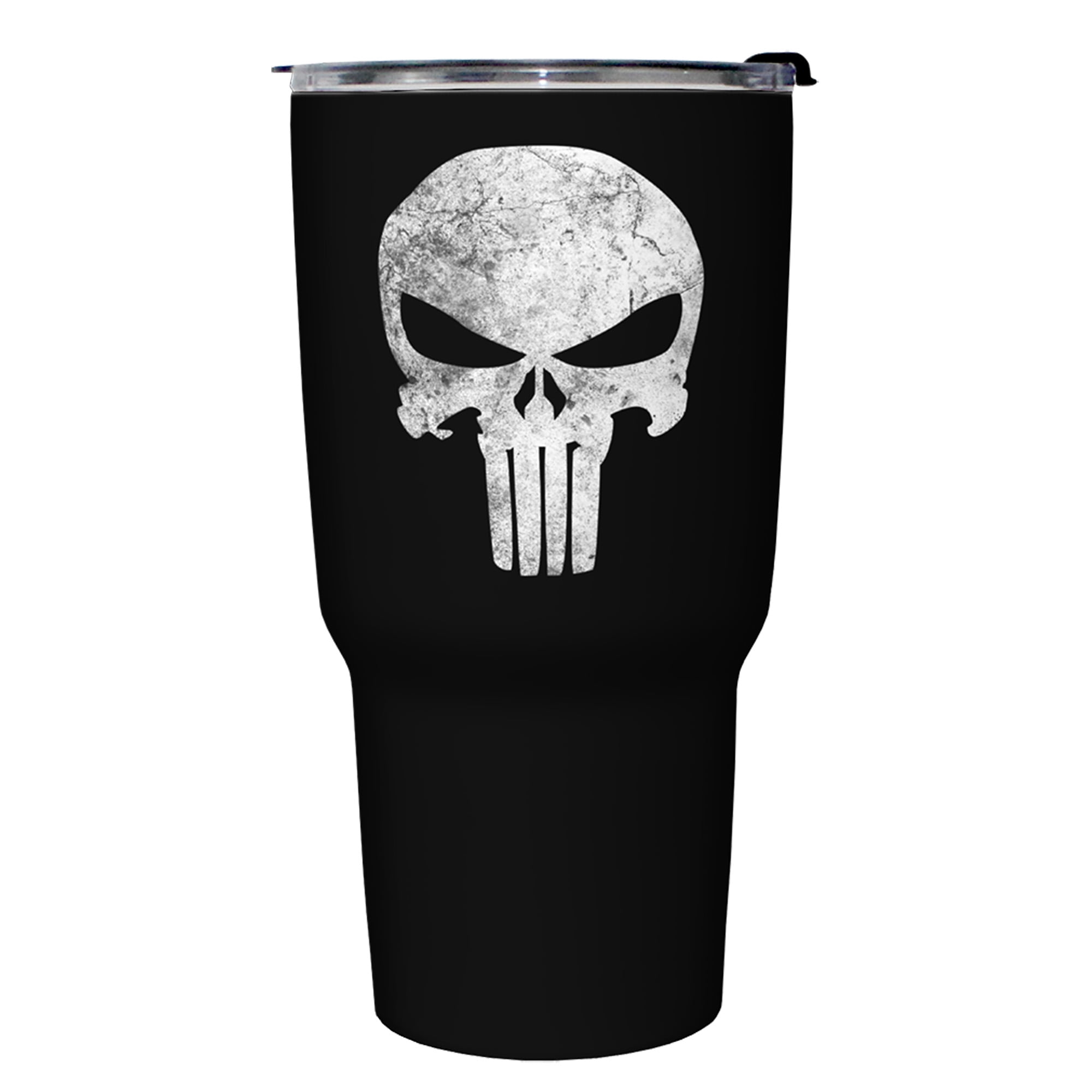 Marvel Punisher Distressed Skull Logo Stainless Steel Tumbler w/Lid ...