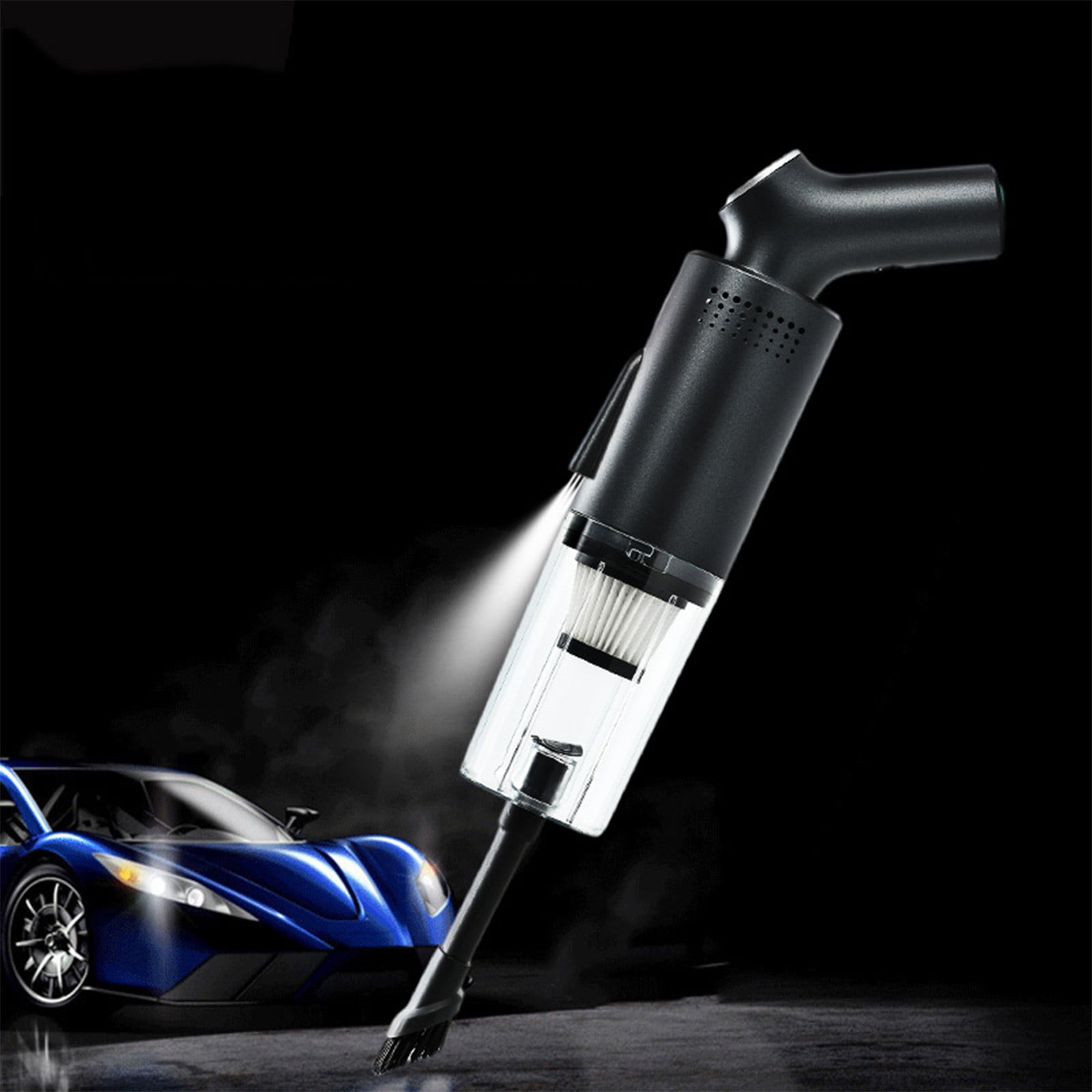 Weloille Wireless Car Vacuum Cleaner For Both Home & Car  3 High-Brightness Led Lights  Two-Speed Adjustment  Digital Display Of Power One Size