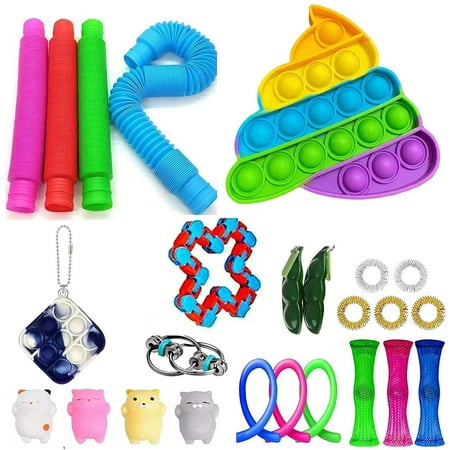 30Pcs Sensory Fidget Toys Pack TIK Tok Push Bubble Pop Toy Stress ...