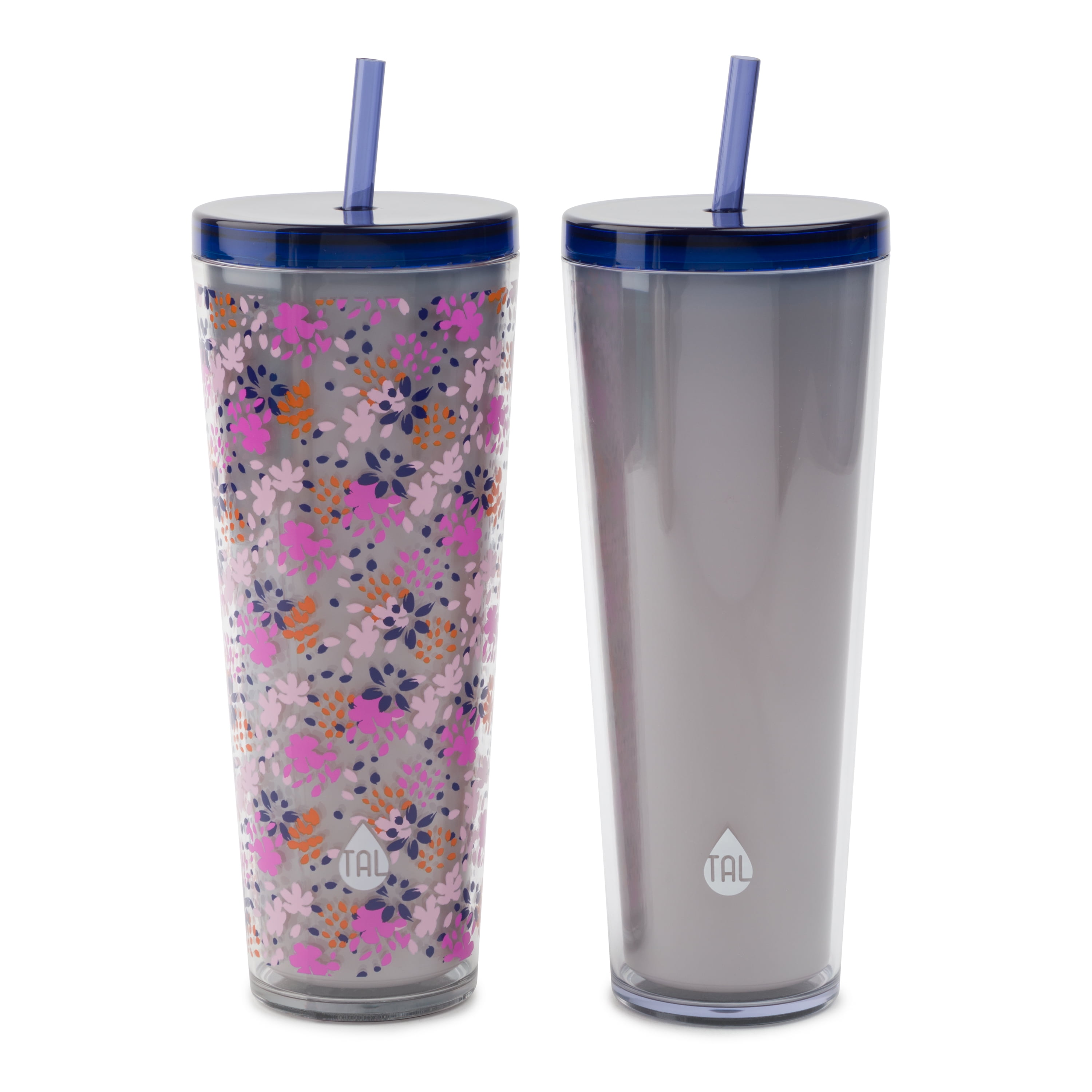 TAL Double Walled Color Changing Tumblers 2 Pack, 24 fl oz, Daisy Grey ...