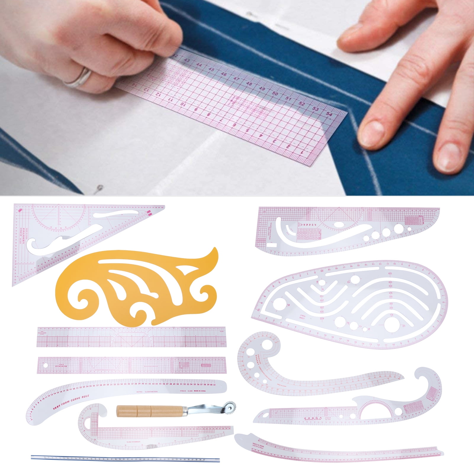 Noref 12pcs Rulers With Roller Clothing Measuring Ruler Set ...