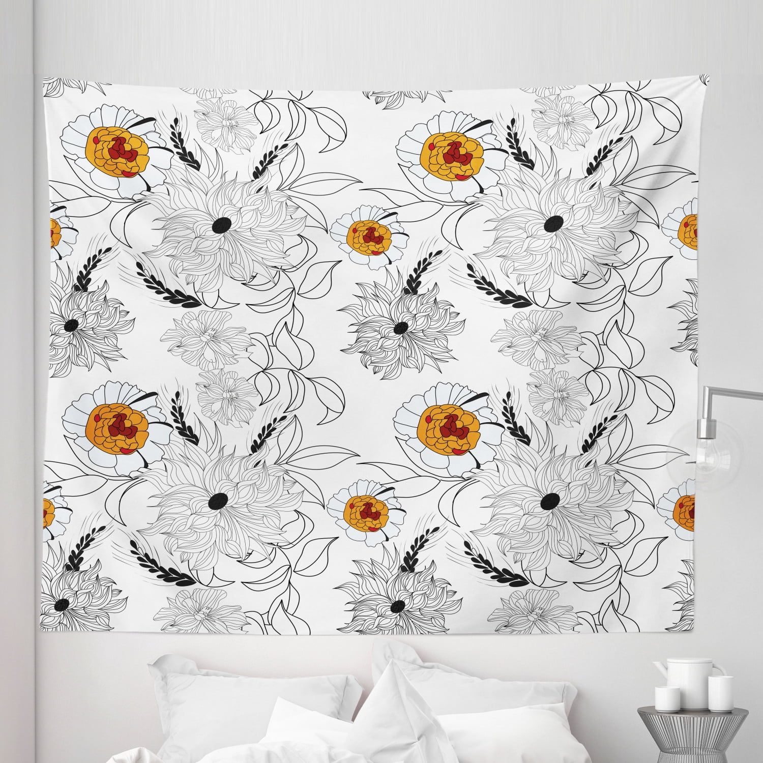 Floral Tapestry, Simplistic Flower Petals Nature Beauty Florets Growth ...