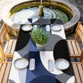 Abstract Round Fitted Rectangle Tablecloth 24" x 50" Visual Art Blue ...