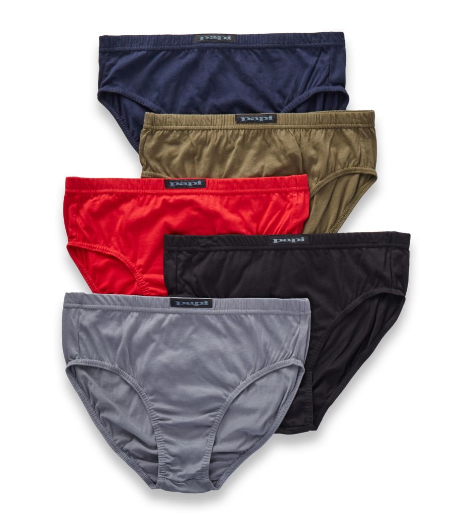 Men's Papi 554137 Essentials 100% Cotton Low Rise Briefs - 5 Pack ...