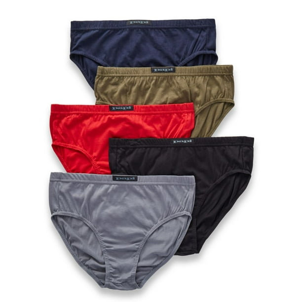 Men's Papi 554137 Essentials 100% Cotton Low Rise Briefs - 5 Pack ...