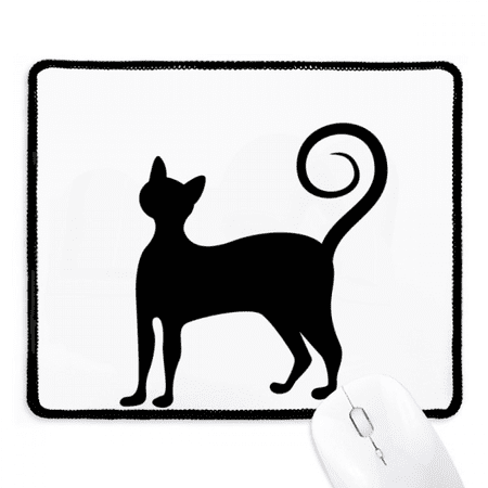 Black Cat Mewing Elegant Animal Outline Mousepad Stitched Edge Mat ...