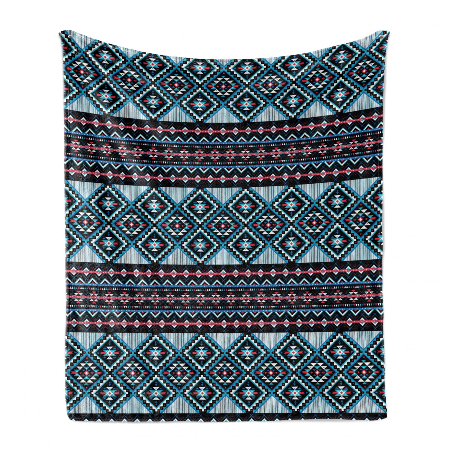 Aztec Soft Flannel Fleece Throw Blanket, Triangles Colorful Geometric ...