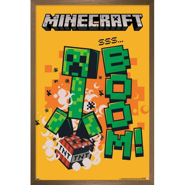 Minecraft - Creeper Boom Wall Poster, 22.375" x 34", Framed - Walmart.com