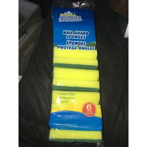 Scrub Buddies Nail Guard Sponges Yellow/Green 6 Pack - Walmart.com ...