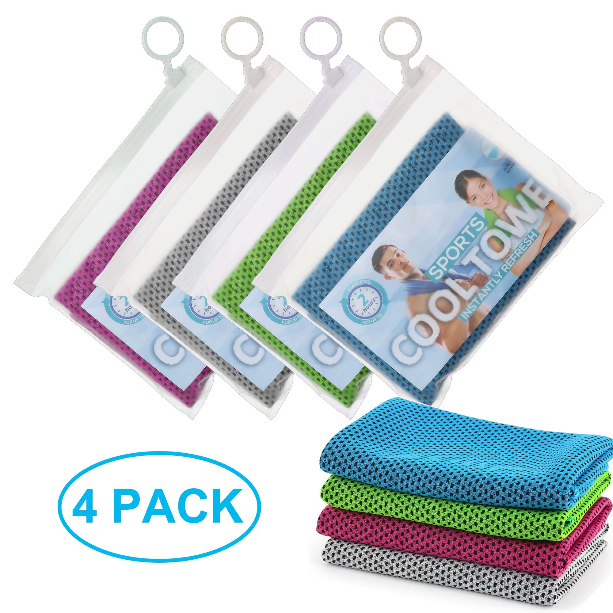 Spencer 4 Pack Cooling Towels, 31"x12" Ice Towels for Neck and Face ...